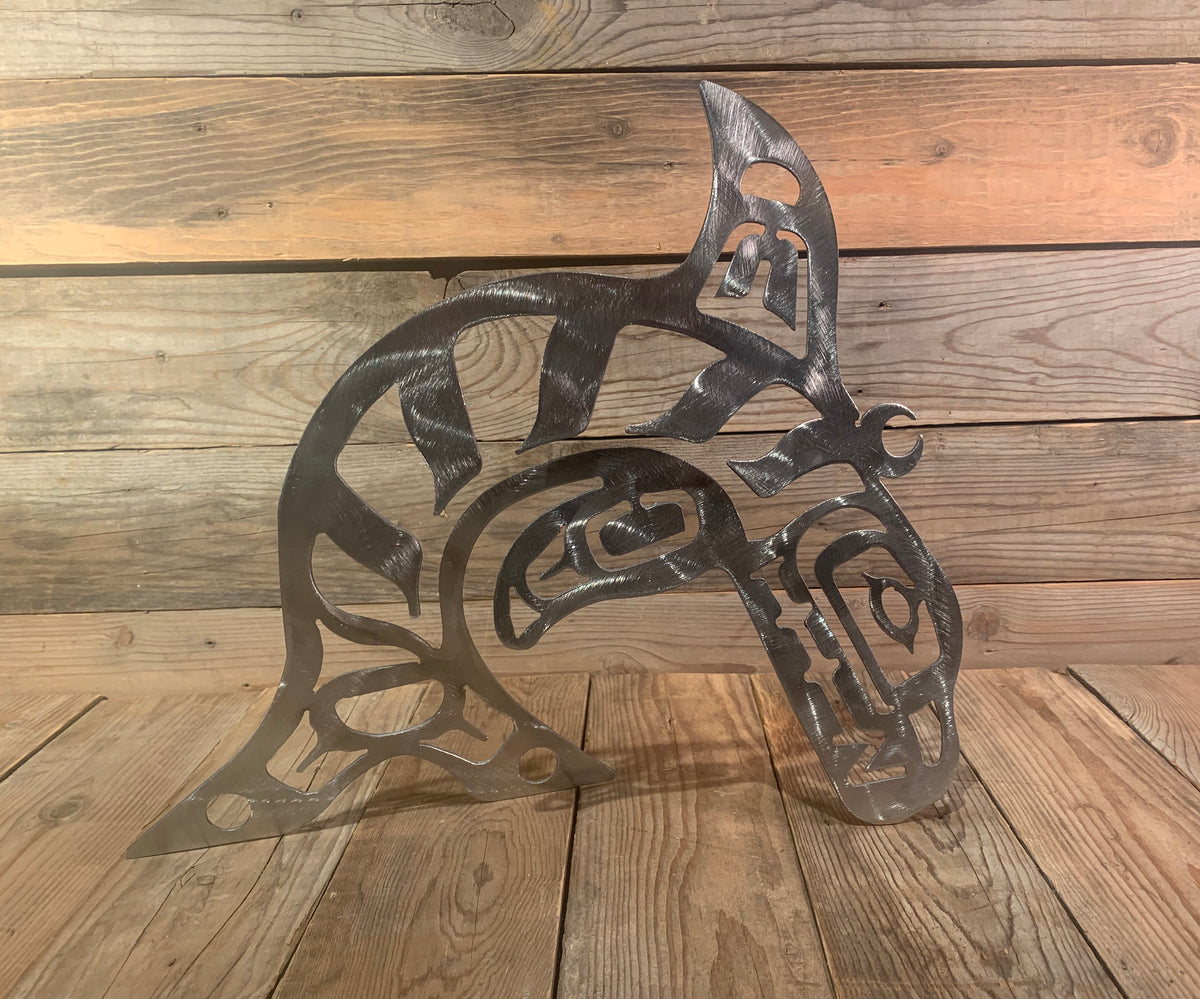 Orca Brushed Steel First Nations Design – Meddling in Metal